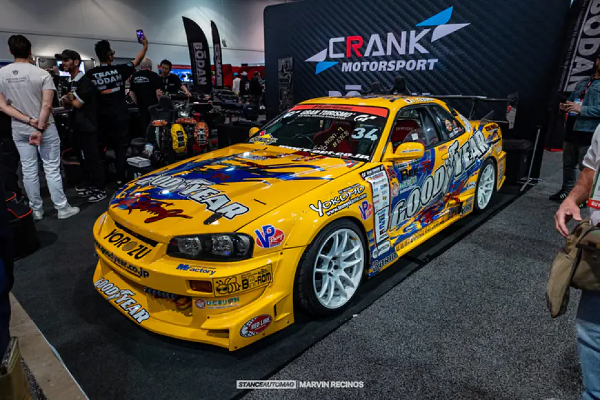 Crank USA: Legendary Nissan Skyline BEE R Drift R34 GTR at SEMA 2024 ...