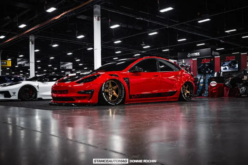 SEMA Tesla Model 3 Widebody Build with Artisan Spirits Kit and Carbon ...